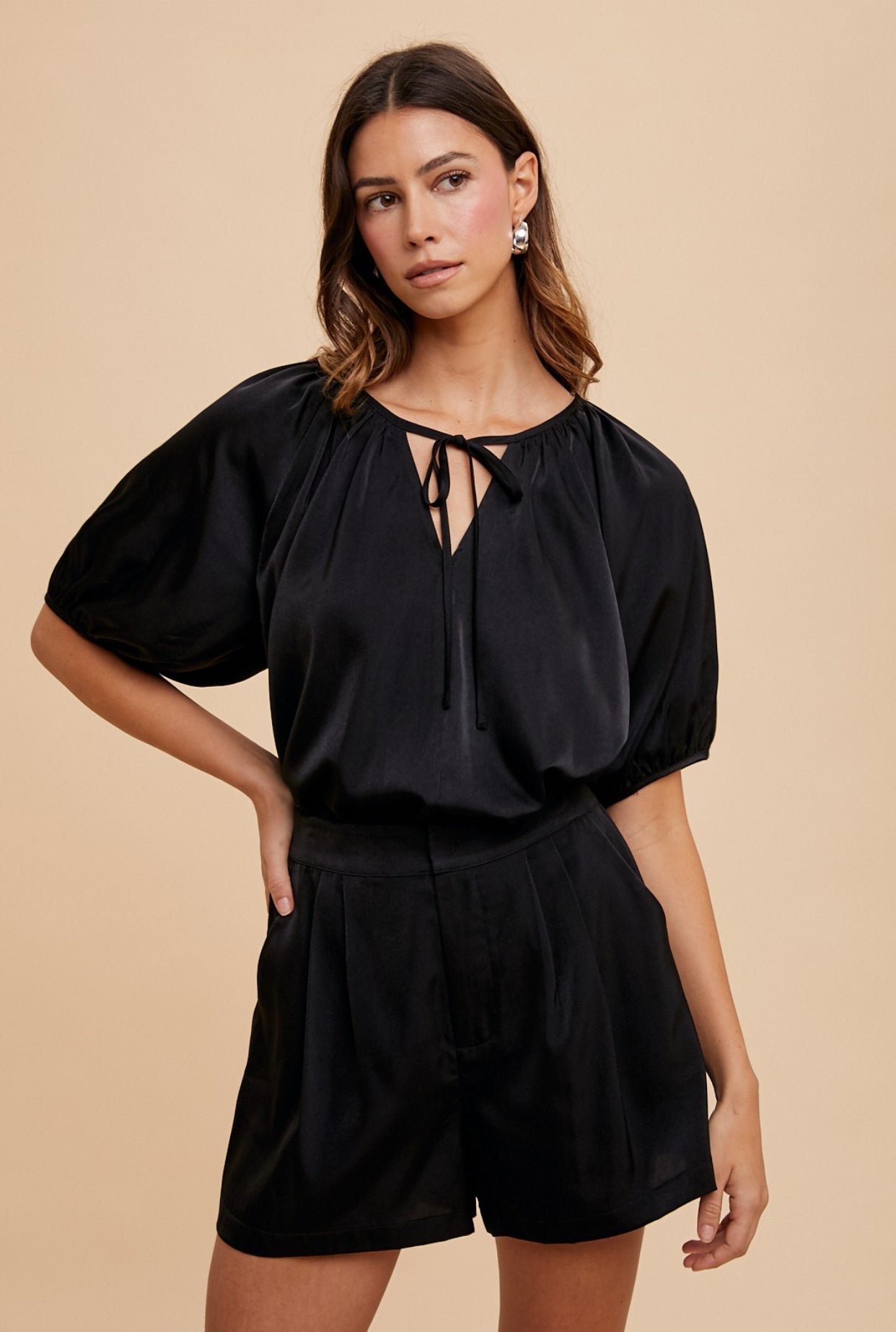 Satin V-Neck Set – Zella Rose Boutique